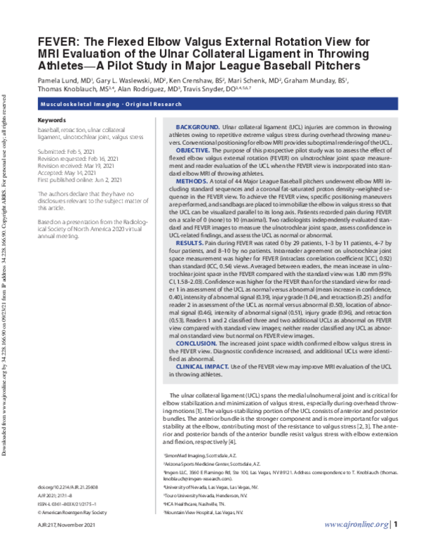 (PDF) FEVER: The Flexed Elbow Valgus External Rotation View for MRI ...