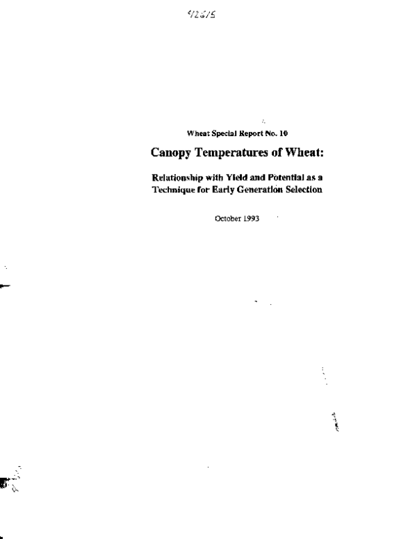 (PDF) Canopy temperatures of wheat: Relationship with yield and potential as a technique for ...