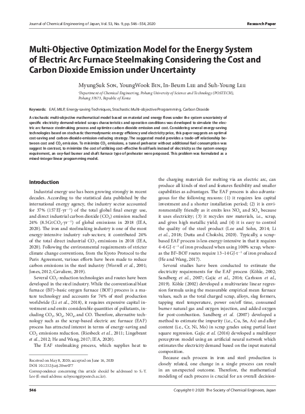 (PDF) Multi-Objective Optimization Model for the Energy System of Electric Arc Furnace ...