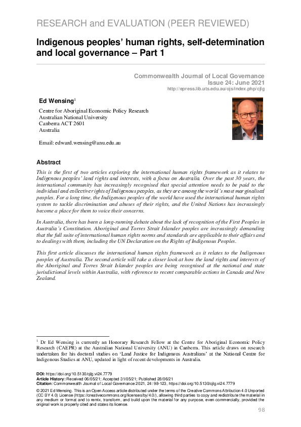 (PDF) Indigenous peoples’ human rights, self-determination and local ...