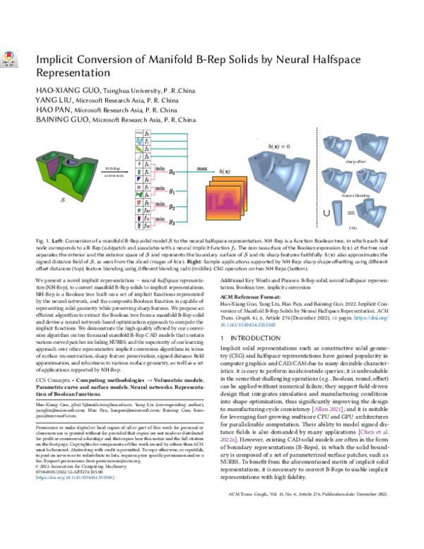(PDF) Implicit Conversion of Manifold B-Rep Solids by Neural Halfspace Representation
