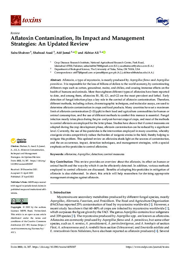 (PDF) Aflatoxin Contamination, Its Impact and Management Strategies: An Updated Review