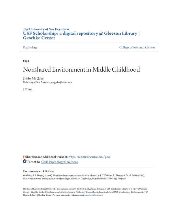 (PDF) Nonshared Environment Research