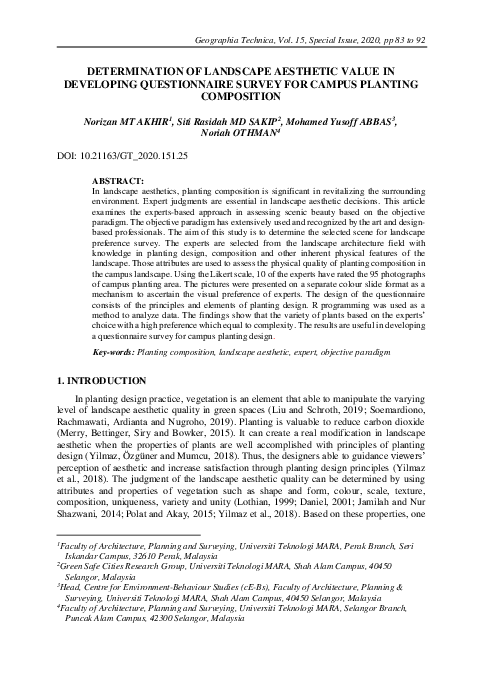 (PDF) Determination of Landscape Aesthetic Value in Developing ...