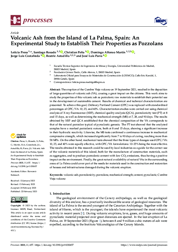 (PDF) Volcanic Ash from the Island of La Palma, Spain: An Experimental ...