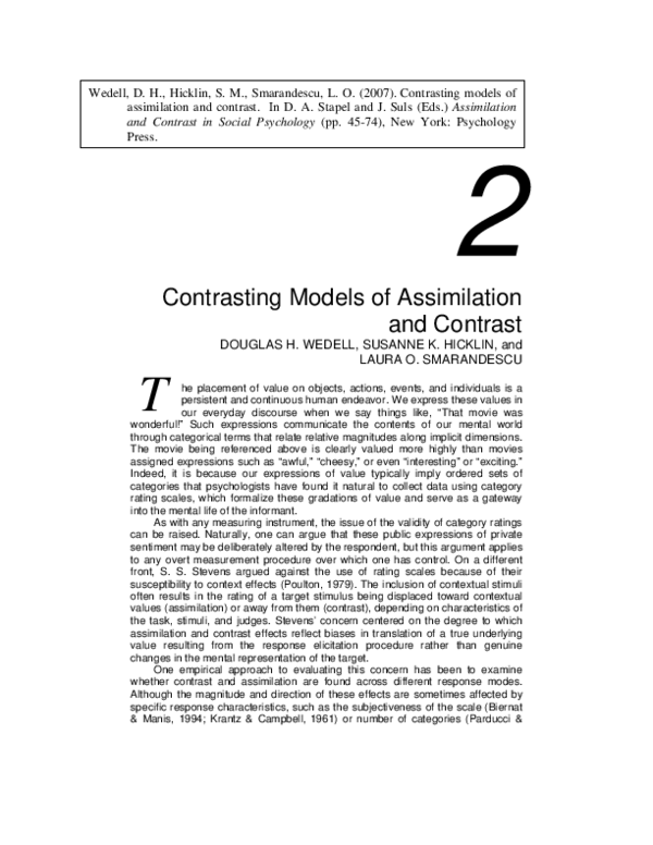 (PDF) Contrasting models of assimilation and contrast