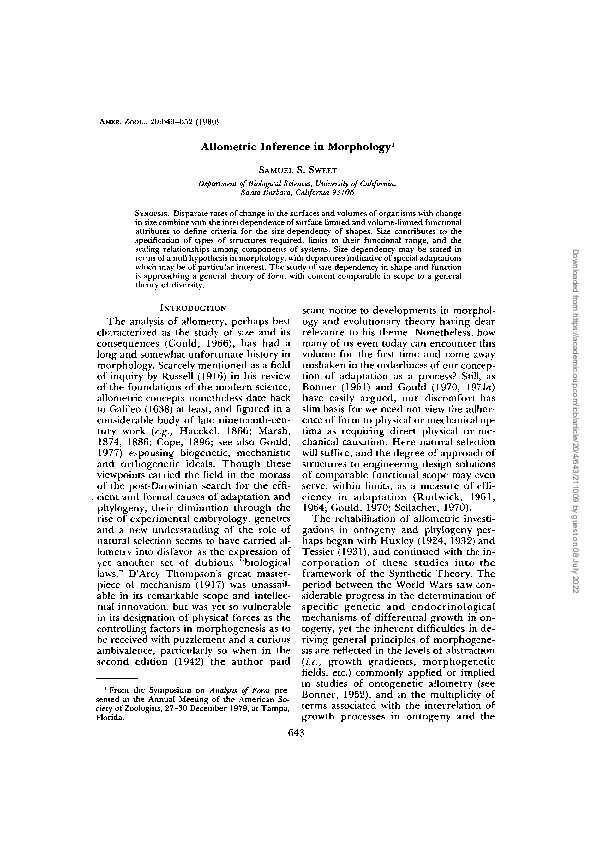 (PDF) Allometric Inference in Morphology
