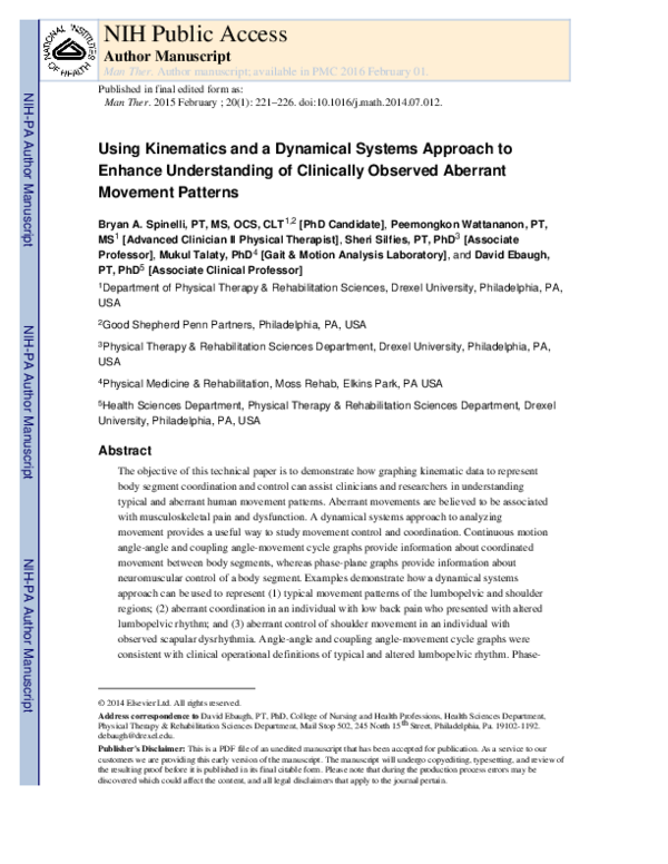 (PDF) Using kinematics and a dynamical systems approach to enhance ...