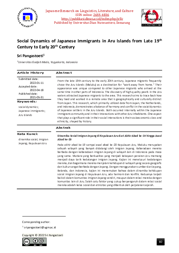 (PDF) Social Dynamics of Japanese Immigrants in Aru Islands from Late ...