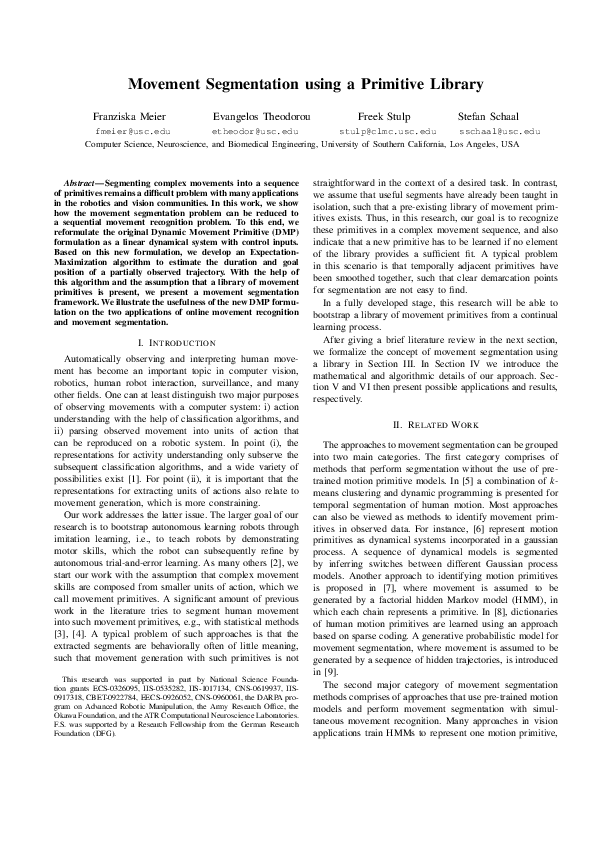 (PDF) Movement segmentation using a primitive library
