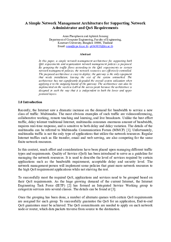 (PDF) A simple network management architecture for supporting network ...