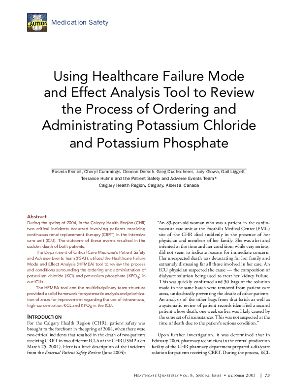 (PDF) Using Healthcare Failure Mode and Effect Analysis to reduce ...