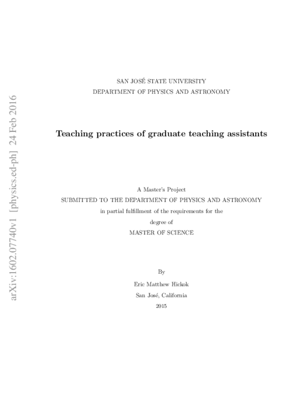 (PDF) Teaching practices of graduate teaching assistants