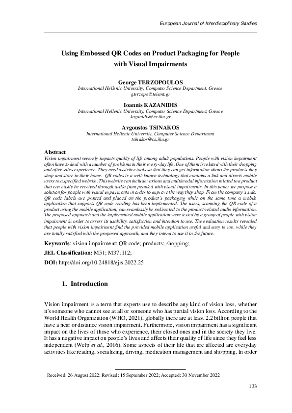(PDF) Using Embossed QR Codes on Product Packaging for People with ...