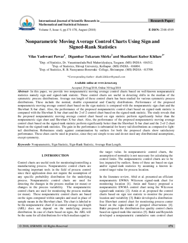 (PDF) Nonparametric Moving Average Control Charts Using Sign and Signed-Rank Statistics