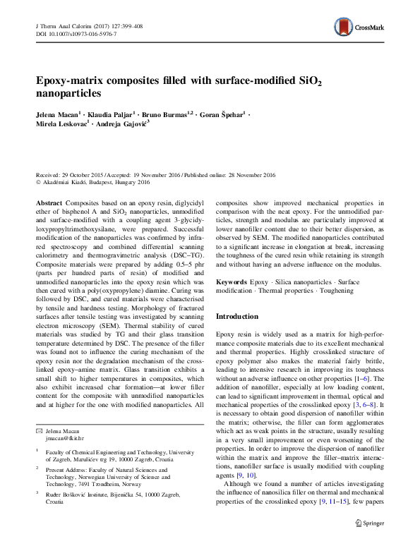 (PDF) Epoxy-matrix composites filled with surface-modified SiO2 ...