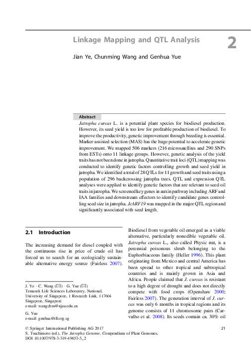 (PDF) Linkage Mapping and QTL Analysis