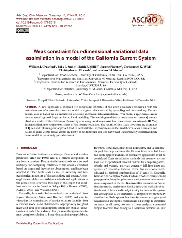 (PDF) Weak constraint four-dimensional variational data assimilation in ...