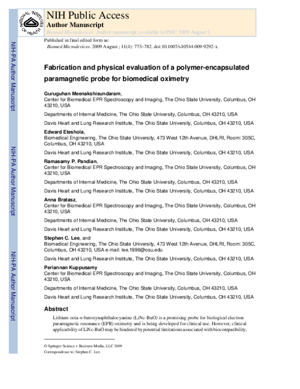 (PDF) Fabrication and physical evaluation of a polymer-encapsulated ...