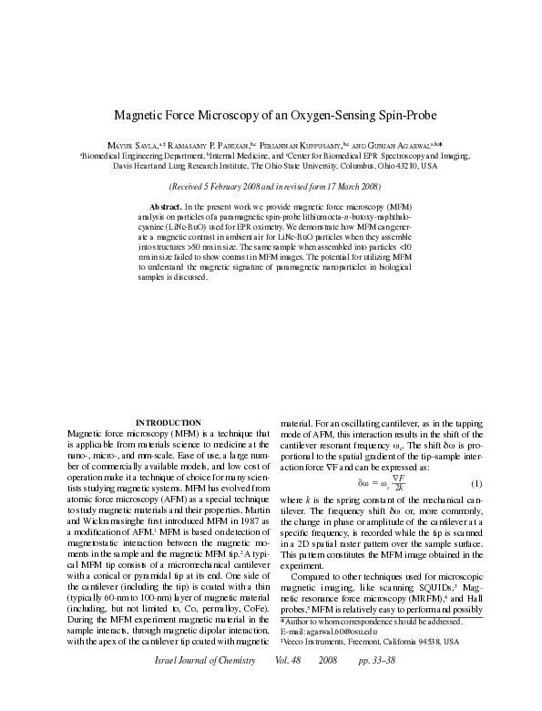 (PDF) MFM Analysis of Oxygen-Sensing Spin-Probes