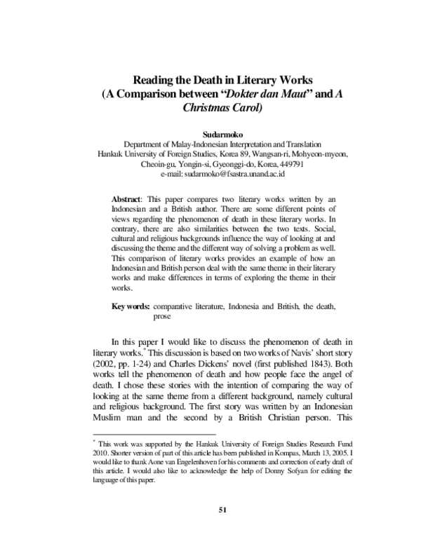 (PDF) Reading the Death in Literary Works (A Comparison between “Dokter ...