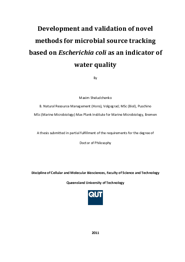 (PDF) Development and validation of novel methods for microbial source tracking based on ...