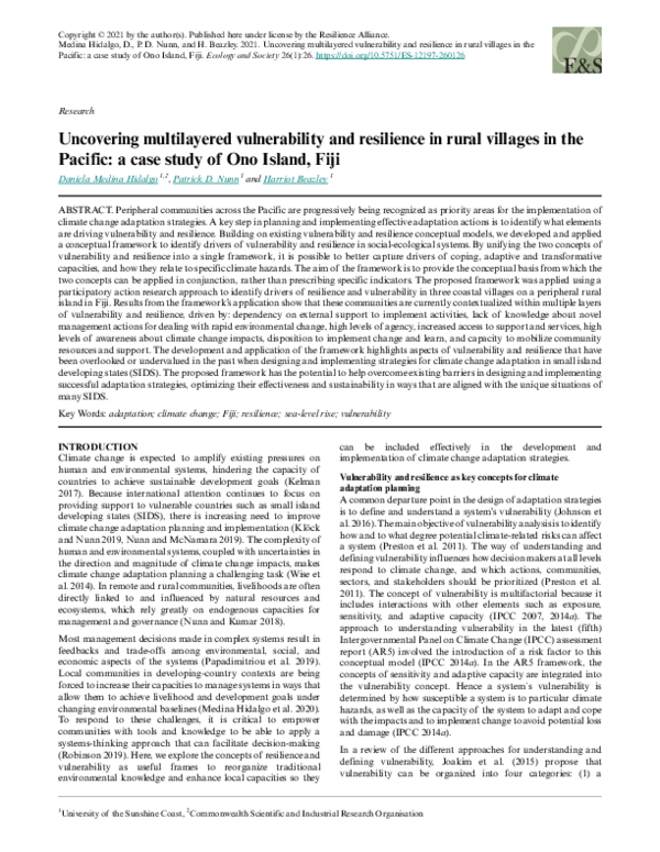 (PDF) Uncovering multilayered vulnerability and resilience in rural villages in the Pacific: a ...