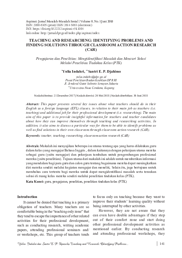 (PDF) Teaching and Researching: Identifying Problems and Finding ...