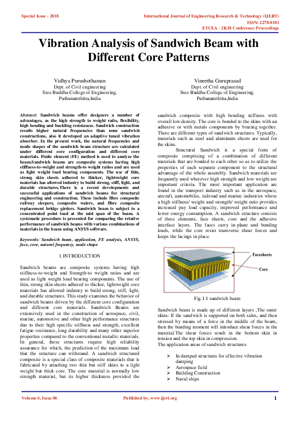 (PDF) Vibration Analysis of Sandwich Beam with Different Core Patterns