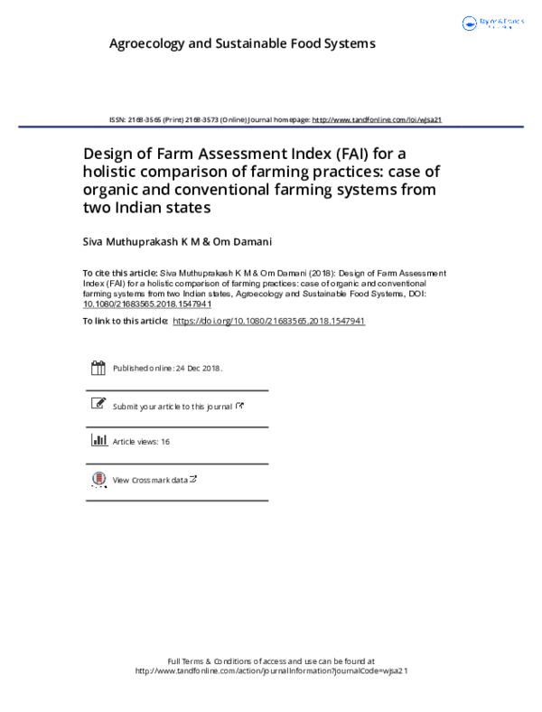 (PDF) Design of Farm Assessment Index (FAI) for a holistic comparison ...