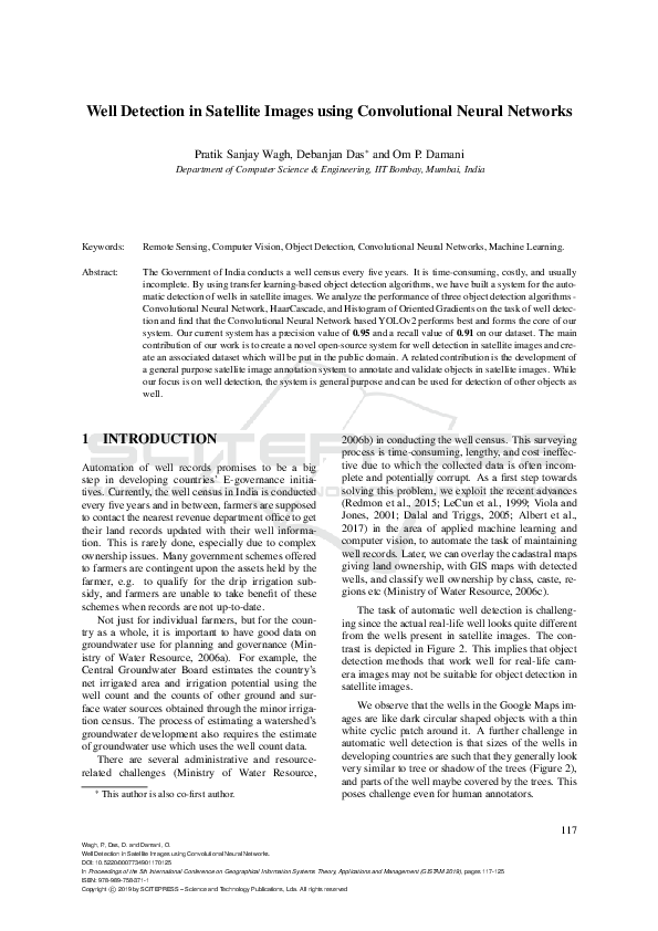(PDF) Well Detection in Satellite Images using Convolutional Neural Networks | Om Damani ...