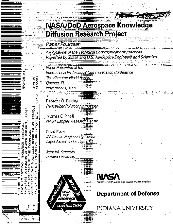 (PDF) NASA/DOD Aerospace Knowledge Diffusion Research Project. Paper 14 ...