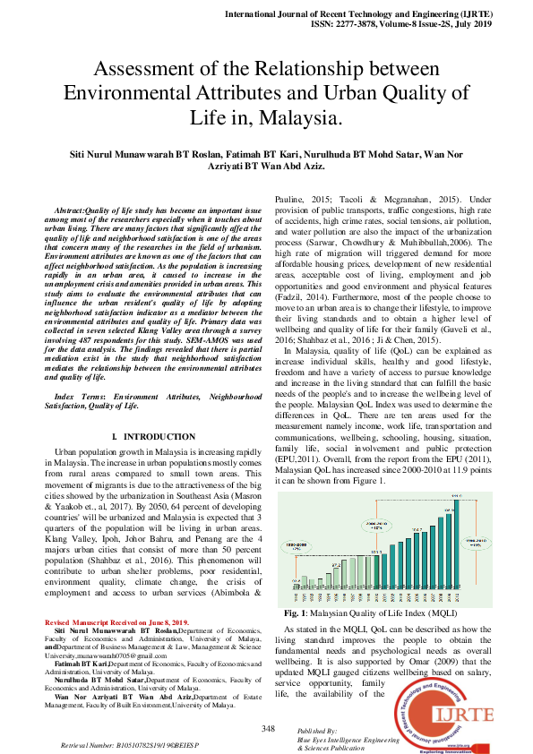 (PDF) Assessment of the Relationship between Environmental Attributes ...