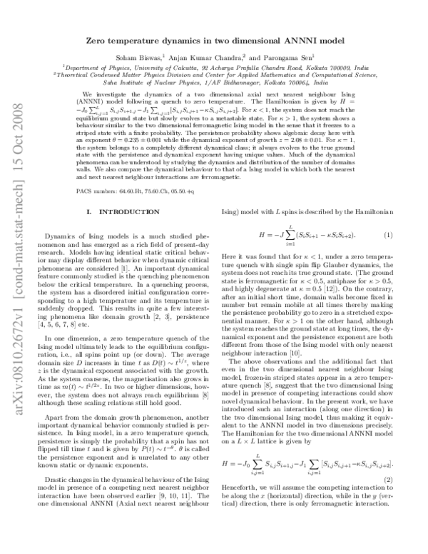 Pdf Zero Temperature Dynamics In The Two Dimensional Axial Next