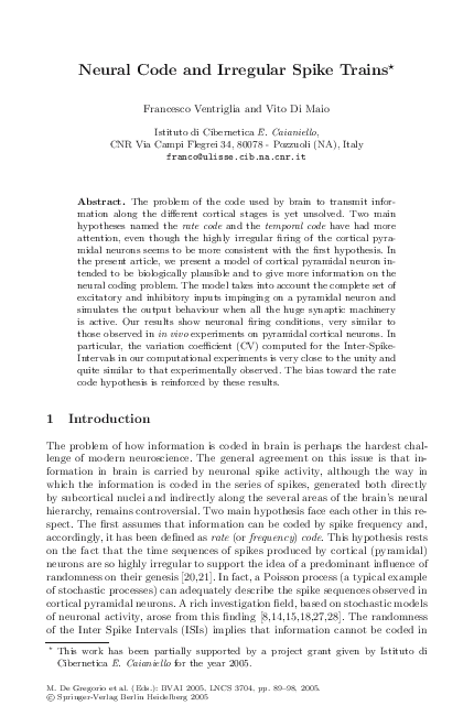 (PDF) Neural Code and Irregular Spike Trains