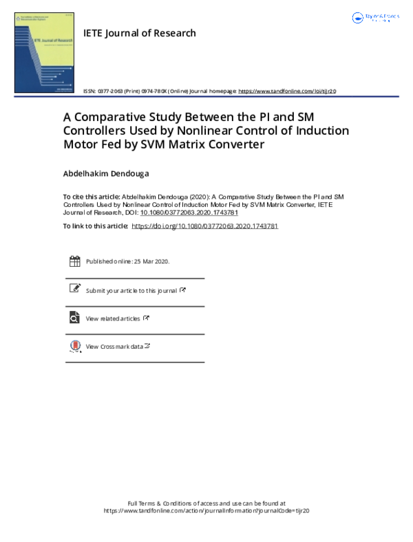 (PDF) A Comparative Study Between the PI and SM Controllers Used by Nonlinear Control of ...