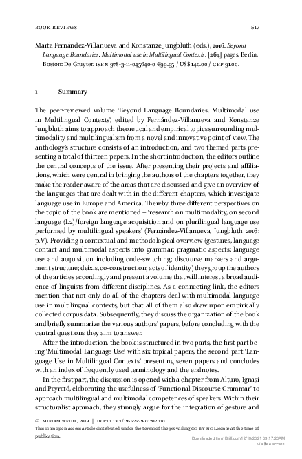 (PDF) 2016. Beyond Language Boundaries. Multimodal use in Multilingual Contexts, edited by Marta ...