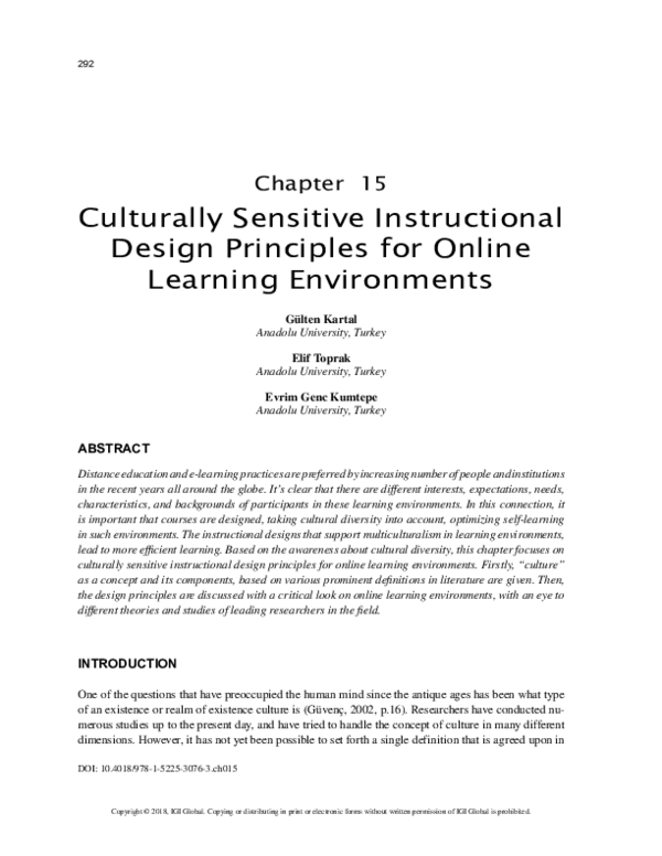 (PDF) Culturally Sensitive Instructional Design Principles for Online ...