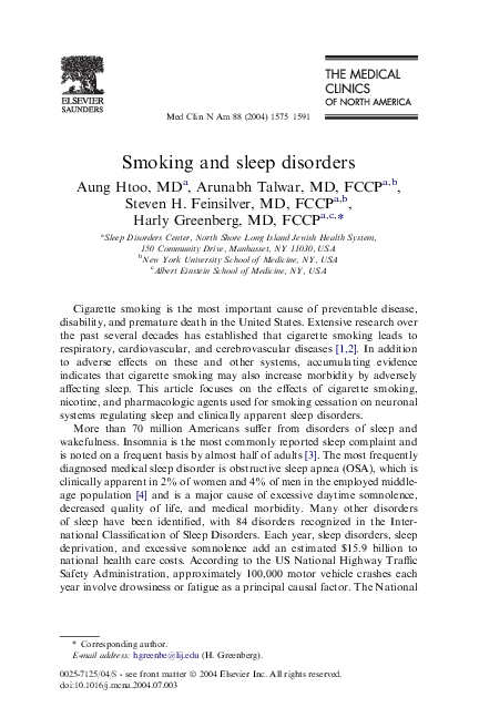 (PDF) Smoking and sleep disorders