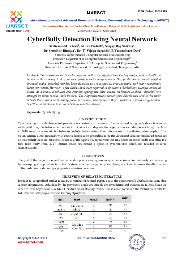 Pdf Cyberbully Detection Using Neural Network