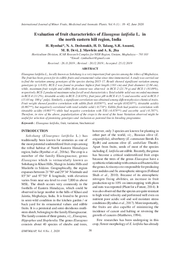 (PDF) Physical and bio-chemical profiling of sohshang (Elaeagnus ...