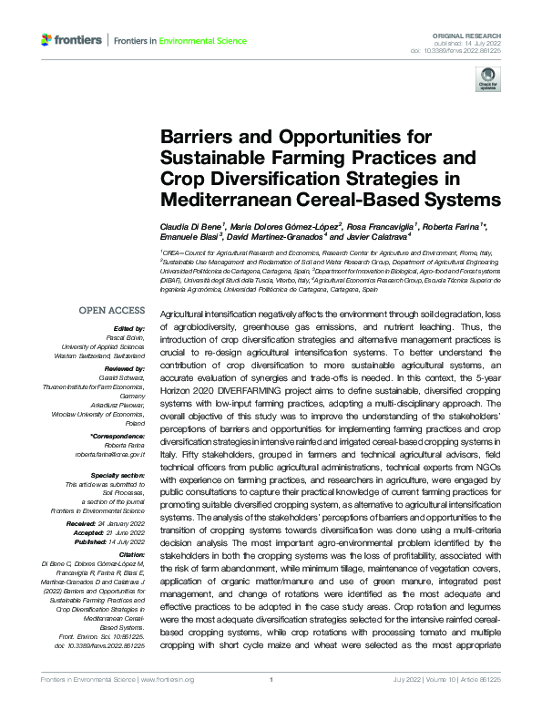 (PDF) Barriers and Opportunities for Sustainable Farming Practices and ...