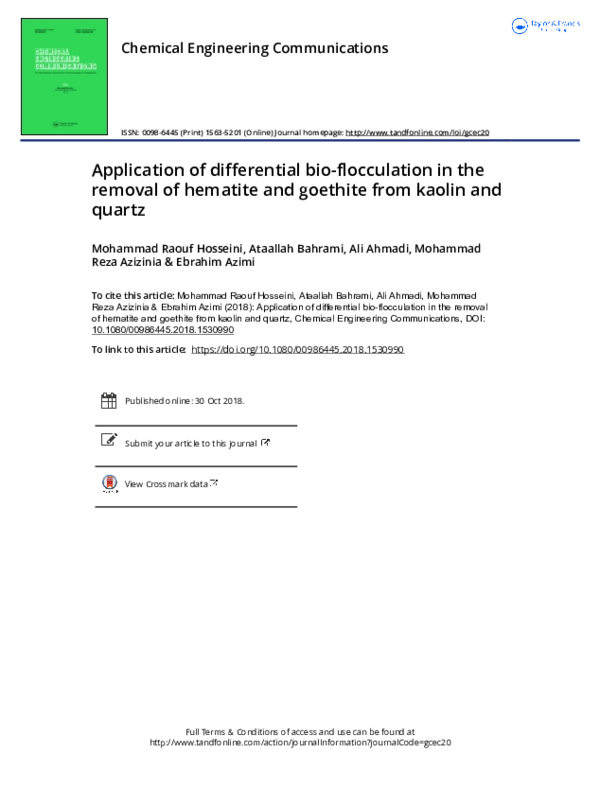 (PDF) Application of differential bio-flocculation in the removal of hematite and goethite from ...