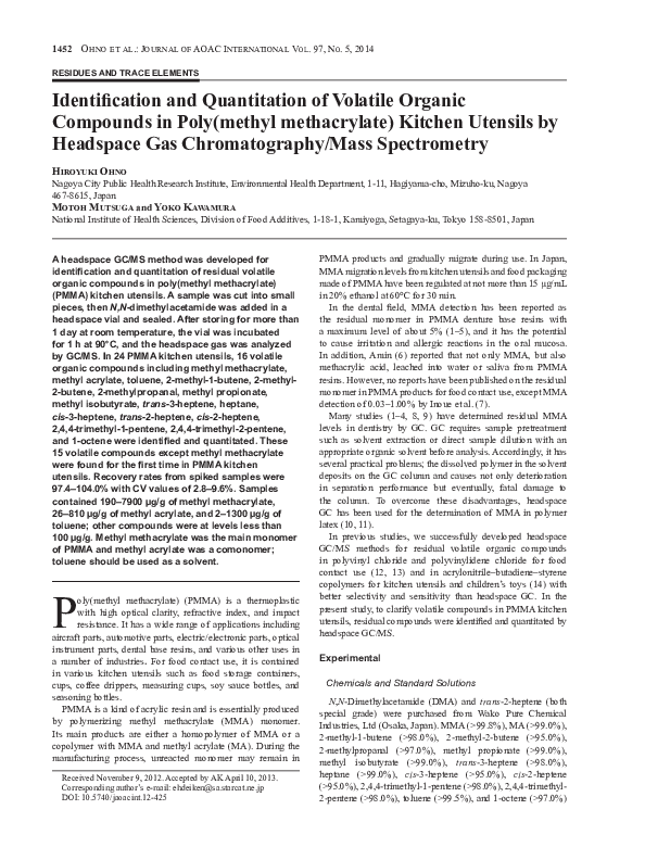 (PDF) Identification and Quantitation of Volatile Organic Compounds ...