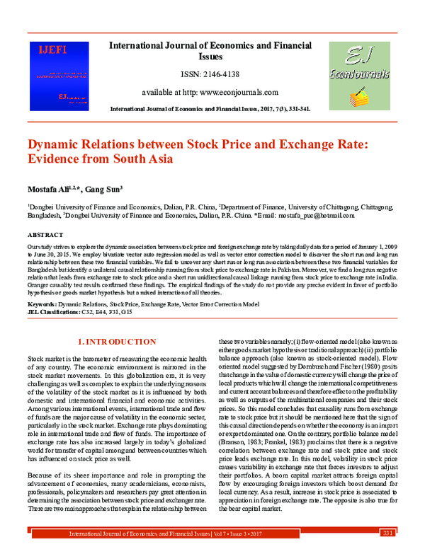 (PDF) Dynamic Relations between Stock Price and Exchange Rate: Evidence from South Asia