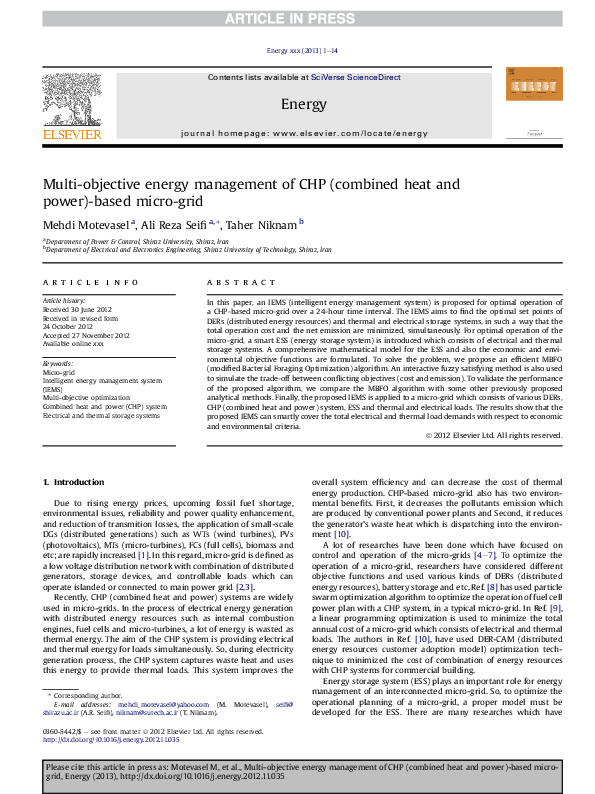(PDF) Multi-objective energy management of CHP (combined heat and power)-based micro-grid