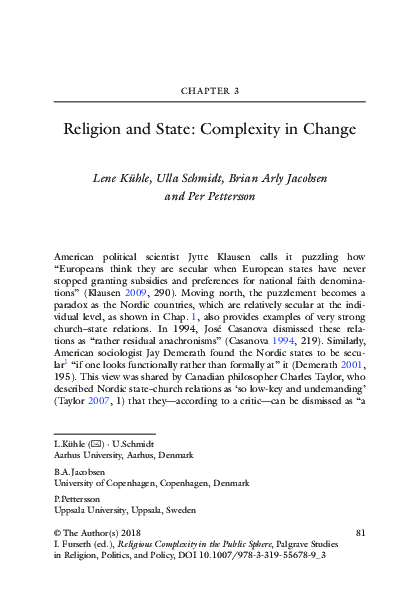 (PDF) Religion and State: Complexity in Change