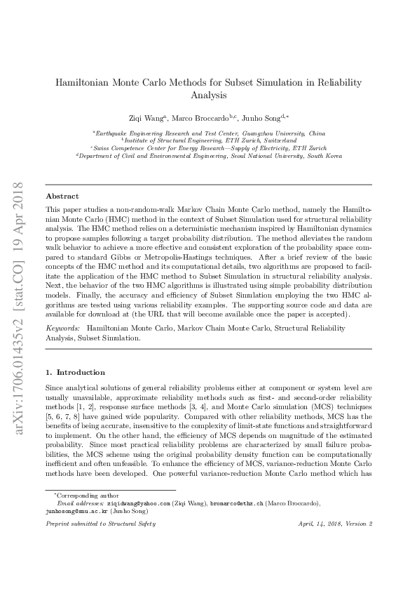 (PDF) Hamiltonian Monte Carlo methods for Subset Simulation in ...