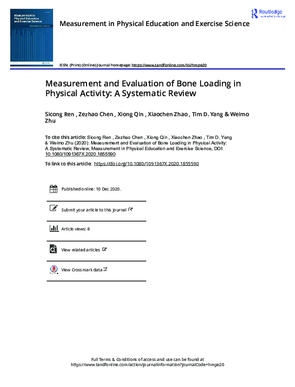 (PDF) Measurement and Evaluation of Bone Loading in Physical Activity: A Systematic Review