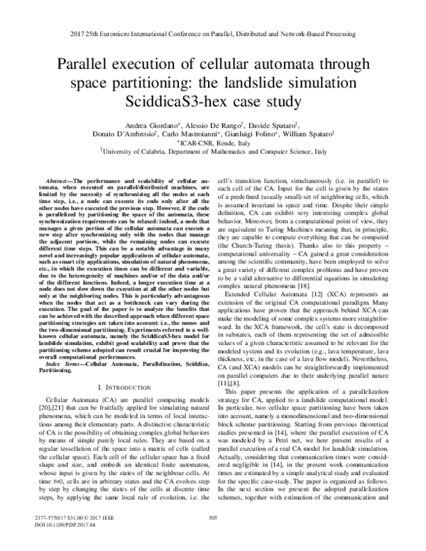 Pdf Parallel Execution Of Cellular Automata Through Space